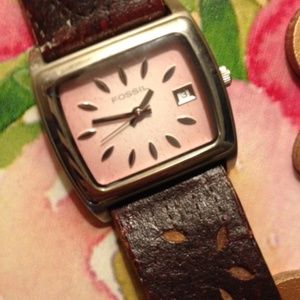 Fossil | Accessories | Fossil Pinkfaced Watch With Original Leather ...